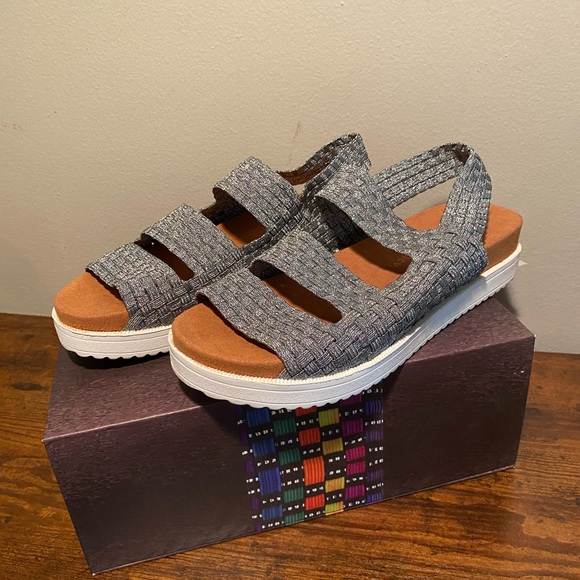 bernie mev. | Shoes | Bernie Mev Gray Shimmery Sandal | Poshmark